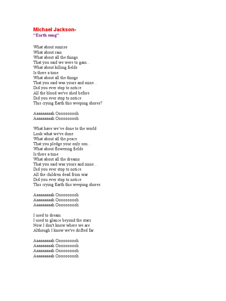 Michael Jackson - Earth Song | PDF
