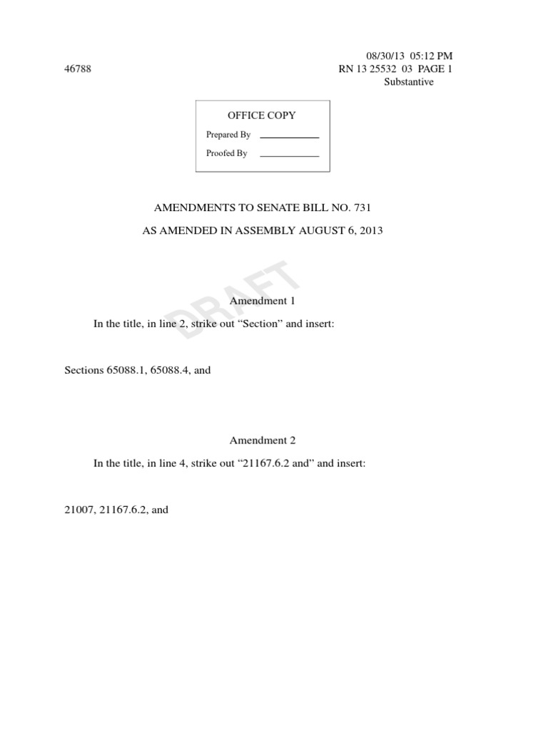 SB 731 Amendments 8-31-13 | PDF | Public Transport | Climate Change ...