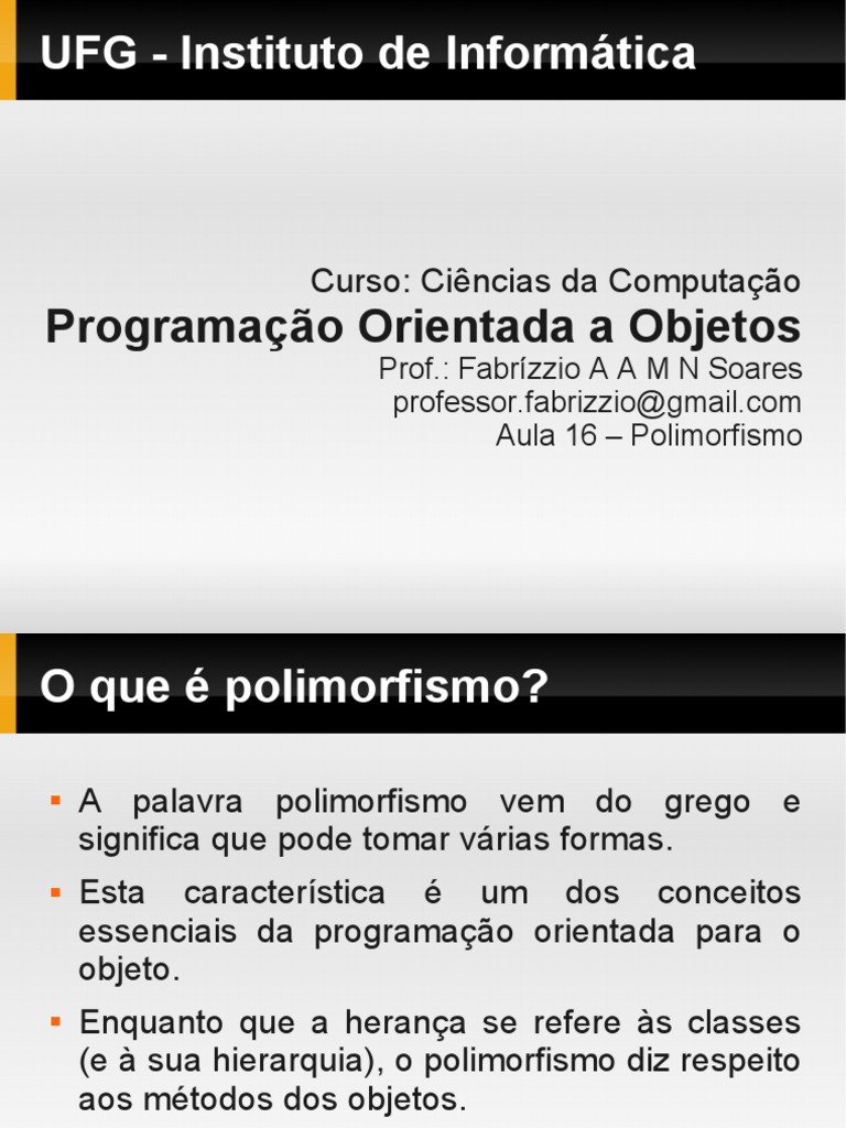 Polimorfismo PDF | PDF | Programação orientada a objetos | Modelos de ...
