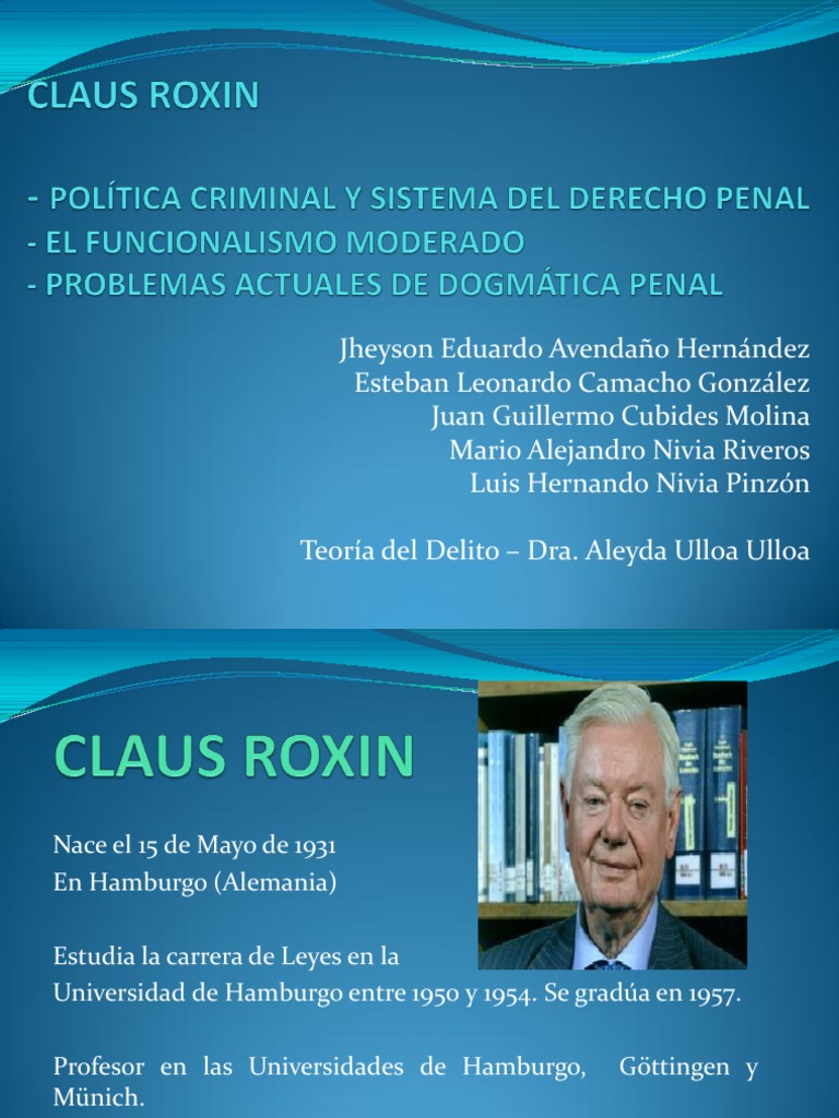 Claus Roxin | PDF | Delito | Derecho penal