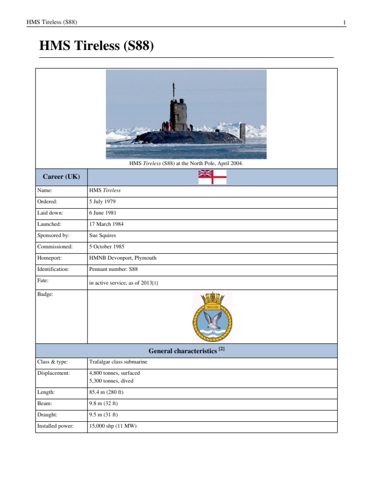 HMS Tireless (S88) | PDF | Submarines | Ships