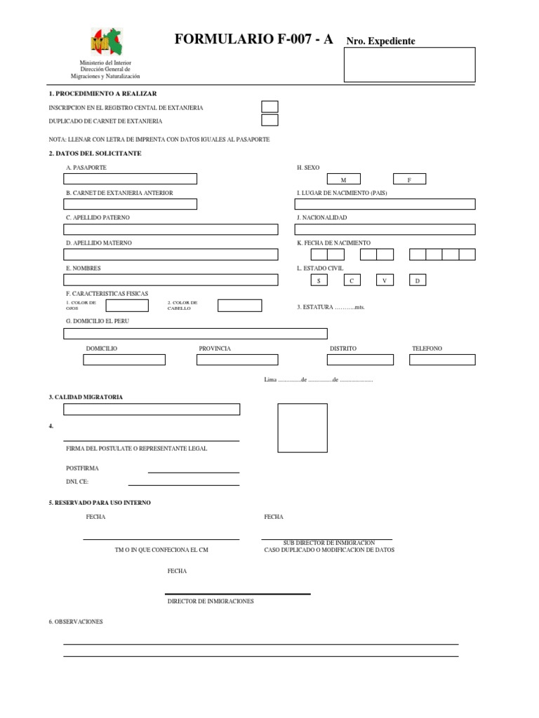 Formulario F-007-A PDF | PDF