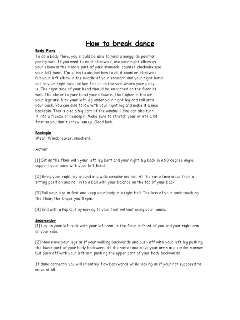How To Breakdance | PDF | Sports | Leisure