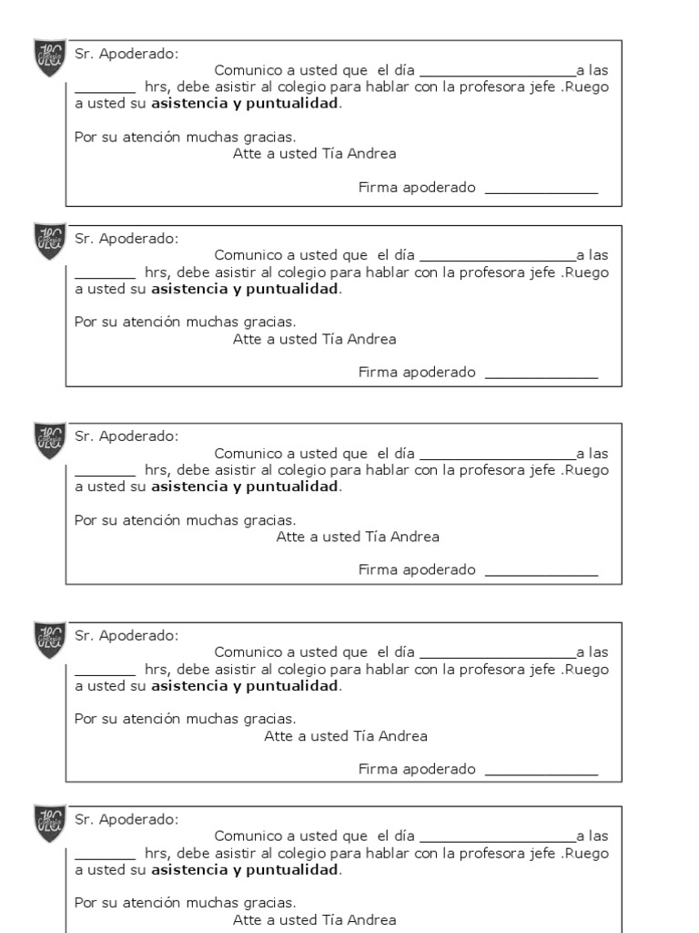 Comunicacion para Citar Apoderados | PDF