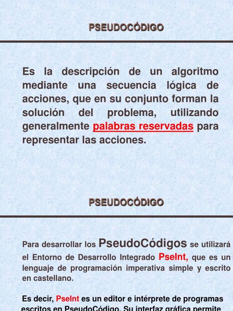 Pseint Instrucciones | PDF | Algoritmos | Lenguaje de programación