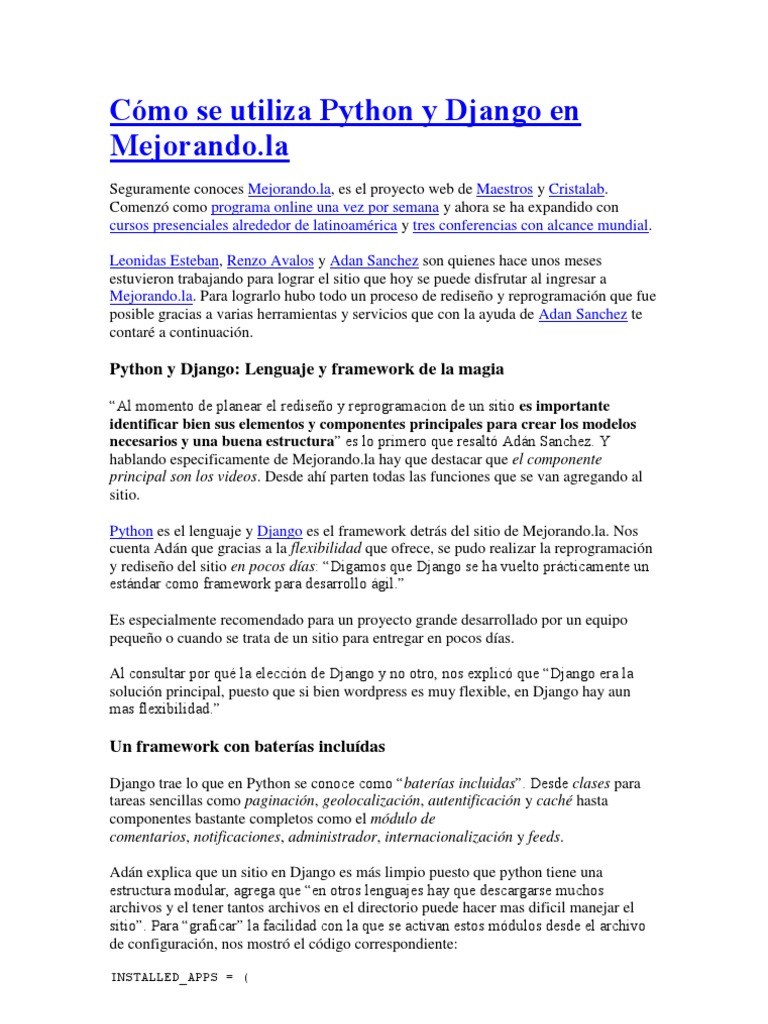Python y Django en Mejorando.la | PDF | Python (lenguaje de ...