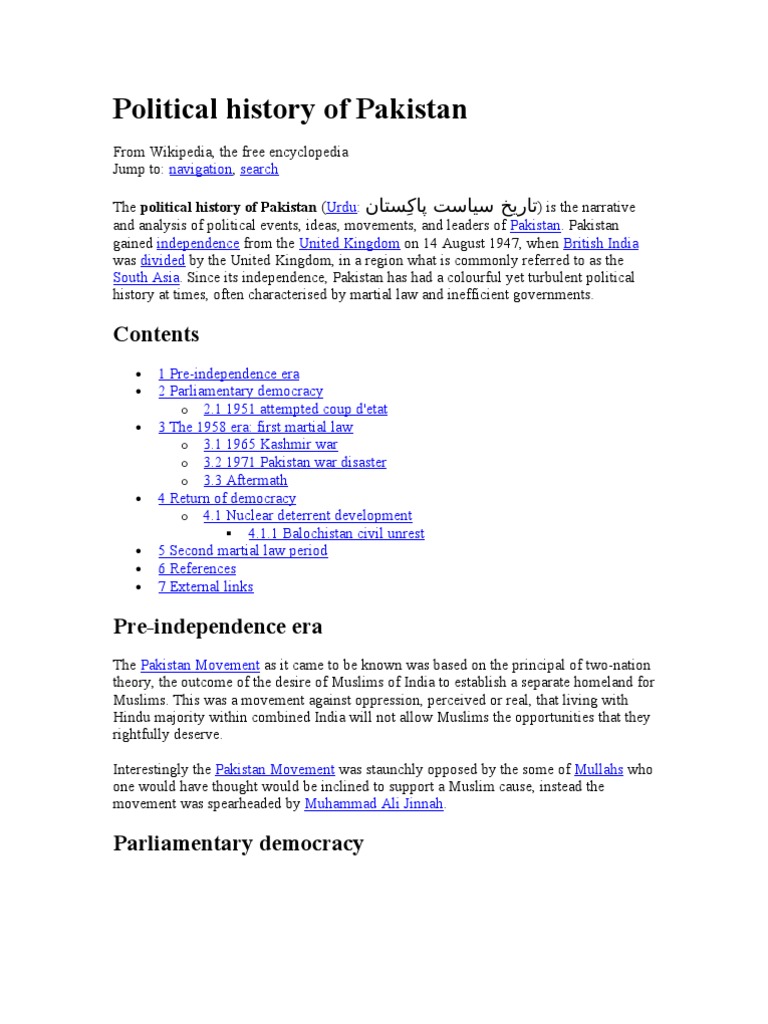Political History of Pakistan | PDF | Zulfikar Ali Bhutto | Muhammad ...