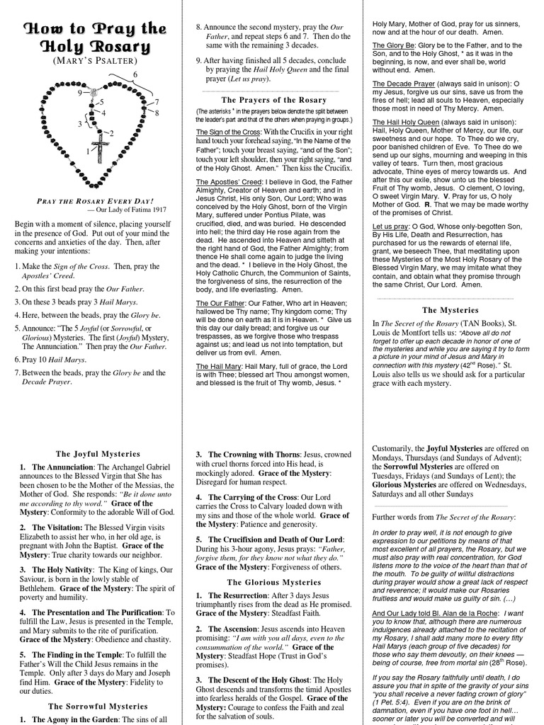 How To Pray The Holy Rosary+ | Download Free PDF | Rosary | Mary ...