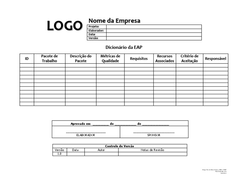 Papogp-Template-Dicionário Da Eap | PDF