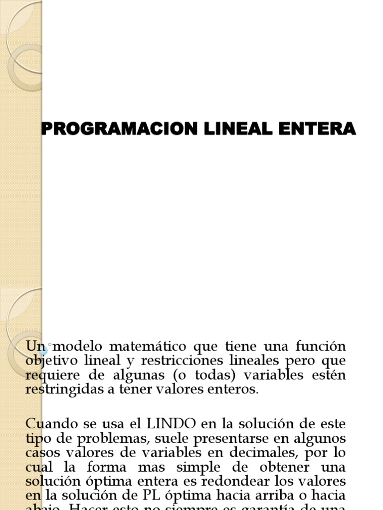 Programación Lineal Entera: Casos Prácticos | PDF | Programación lineal ...