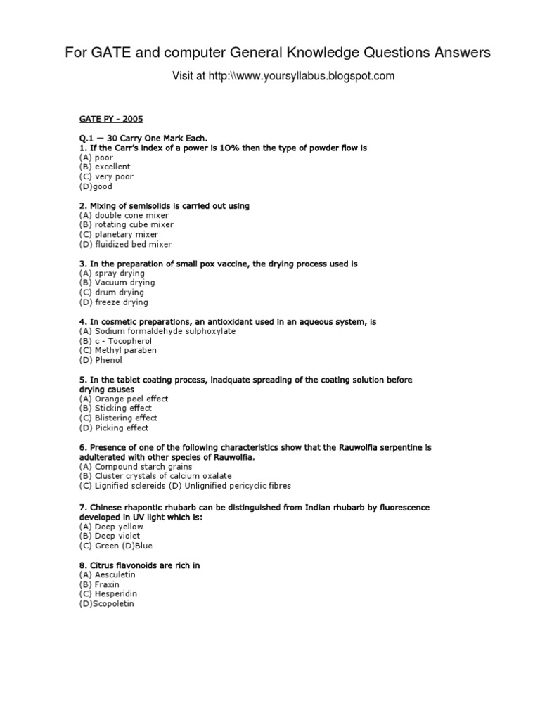 For GATE and Computer General Knowledge Questions Answers | PDF ...