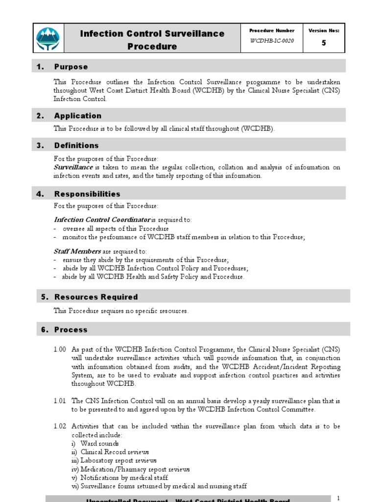 Infection Control Surveillance Procedure | PDF | Infection Control ...