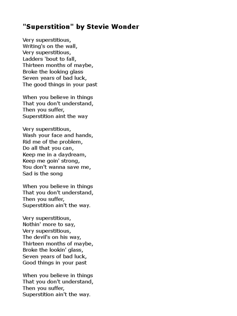 Superstitions Worksheets | PDF | Superstitions | Luck