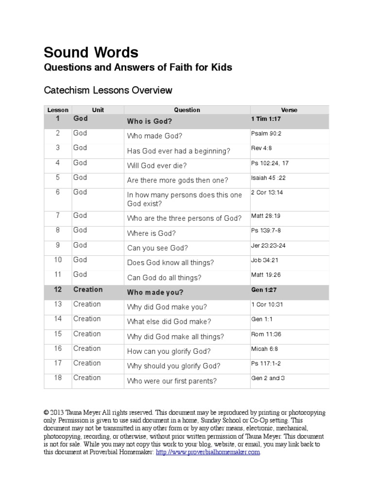 Catechism Lessons Overview | PDF | Salvation | Adam And Eve
