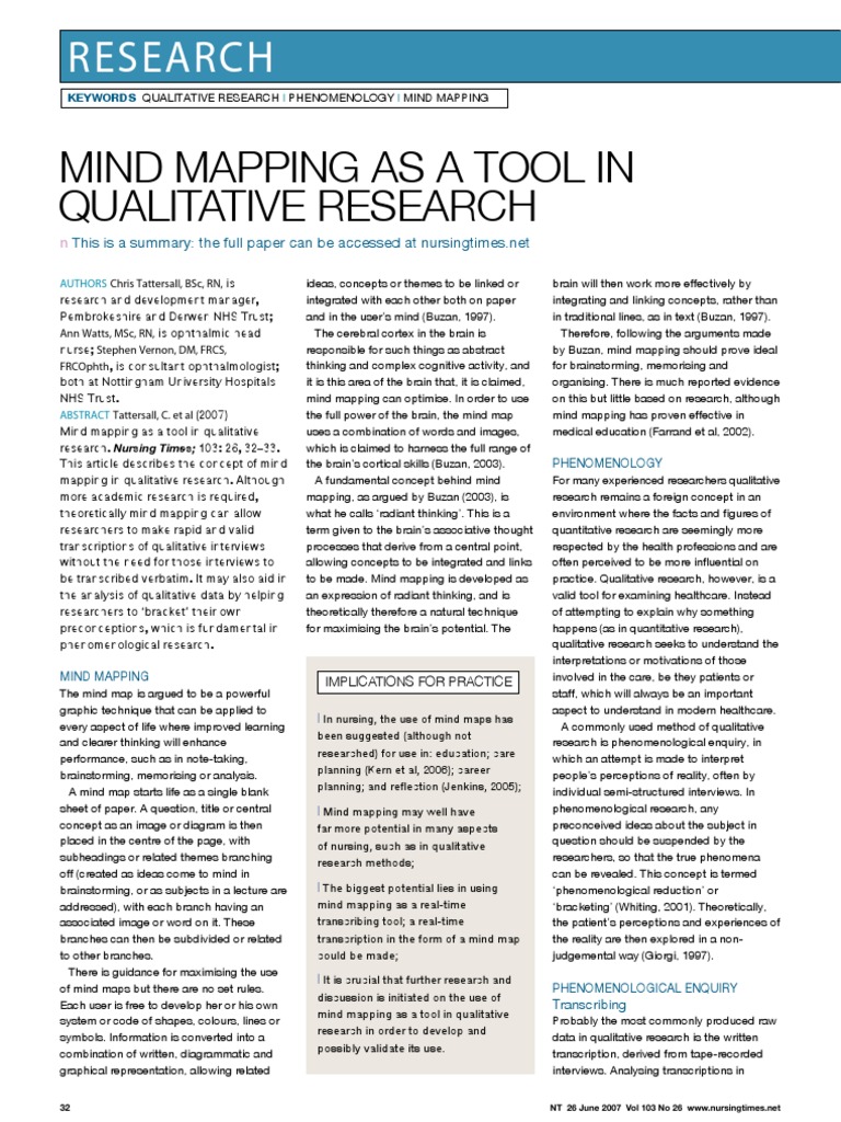 070626mind Mapping As A Tool in Qualitative Research | Download Free ...