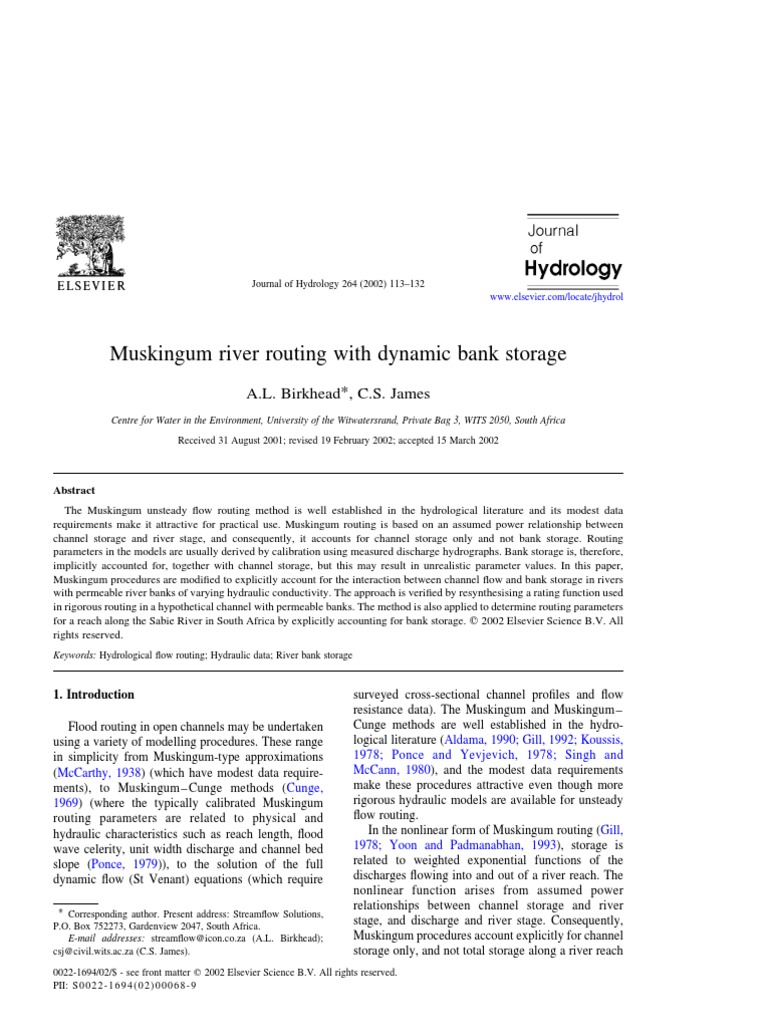 Muskingum River Routing With Dynamic Bank Storage | PDF | River ...