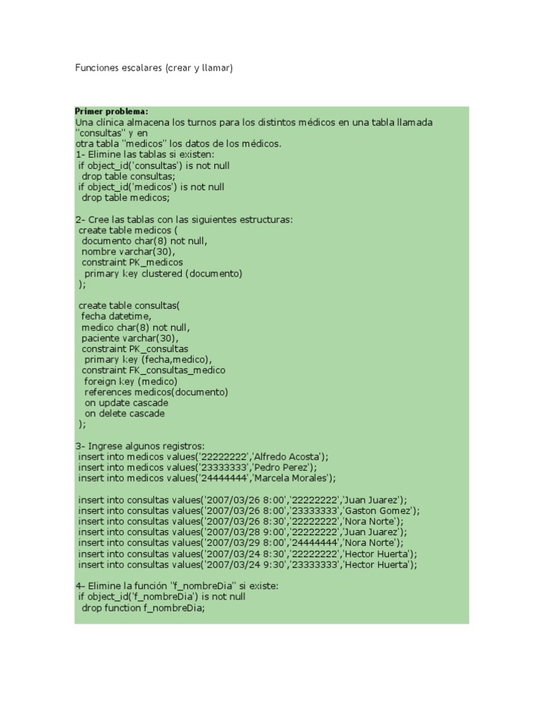 Funciones Escalares | PDF | Bases de datos | SQL