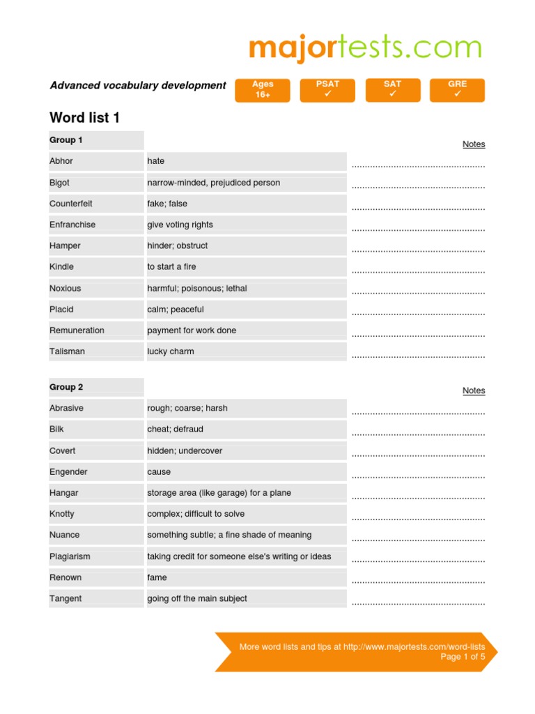 Word List 01 | PDF