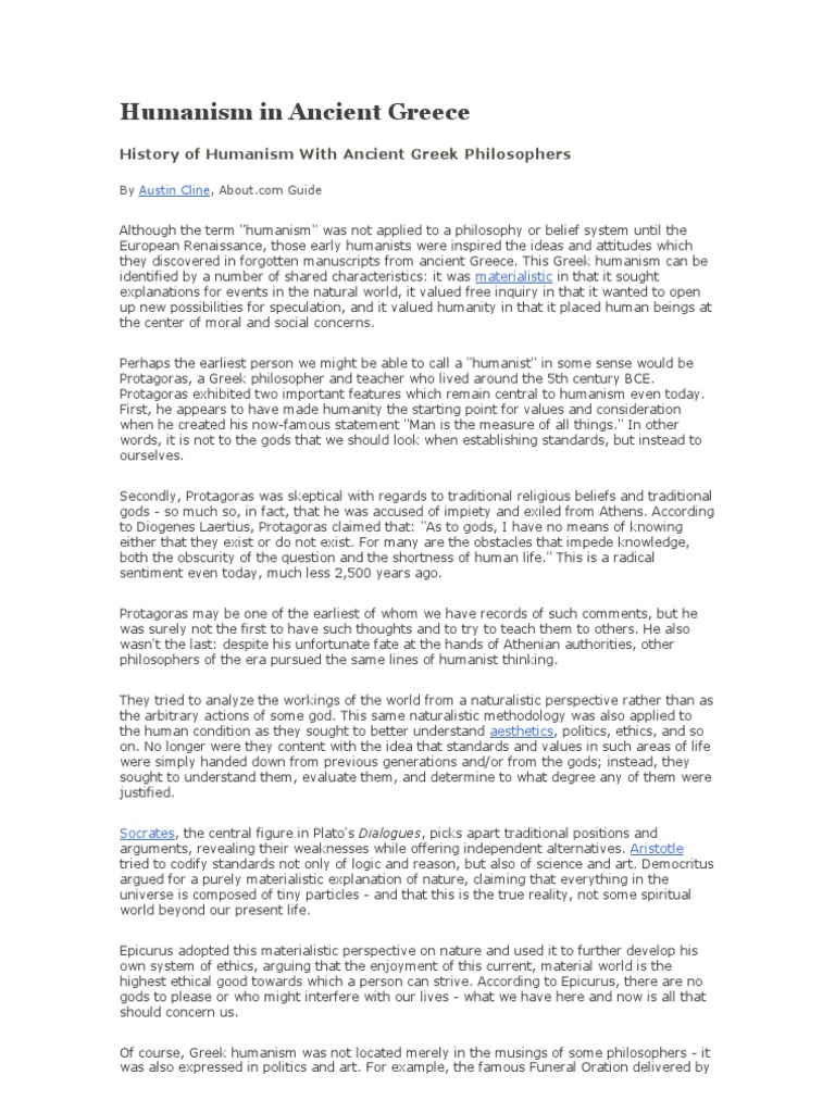 Humanism in Ancien Greece | PDF | Humanism | Ancient Greek Philosophy