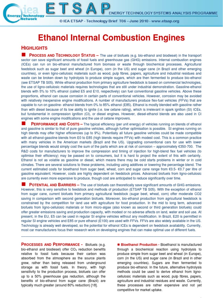 Ethanol Internal Combustion Engines | PDF | Biofuel | Ethanol Fuel