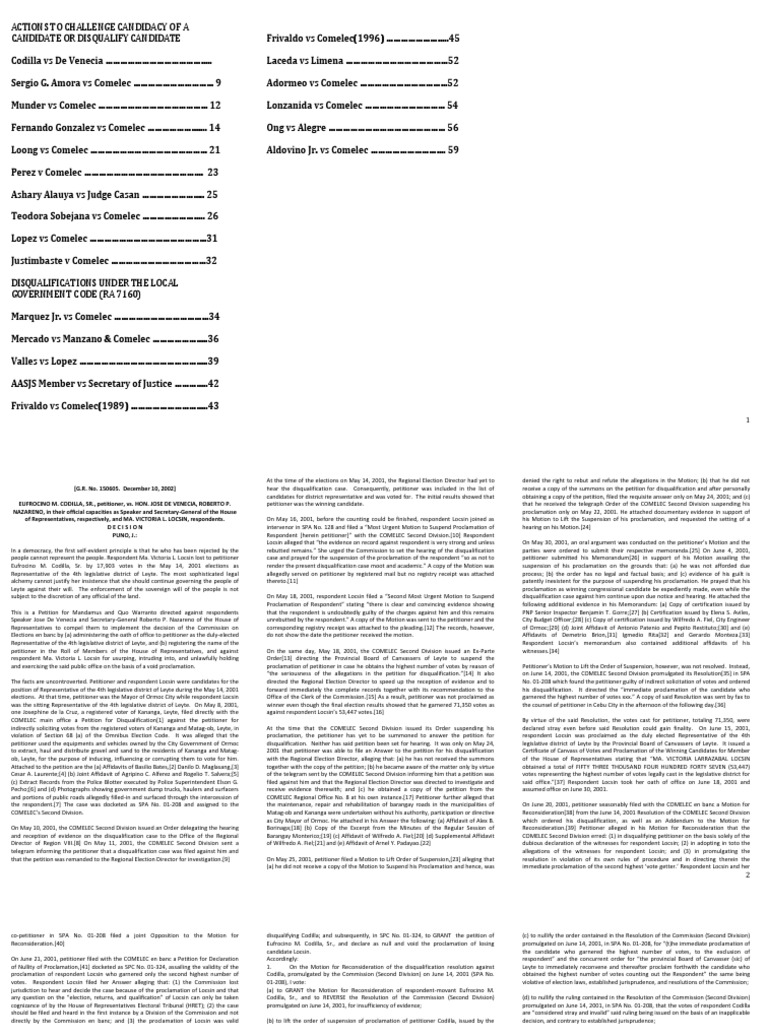 Midterm Election Cases 1 | PDF | Mandamus | Commission On Elections (Philippines)