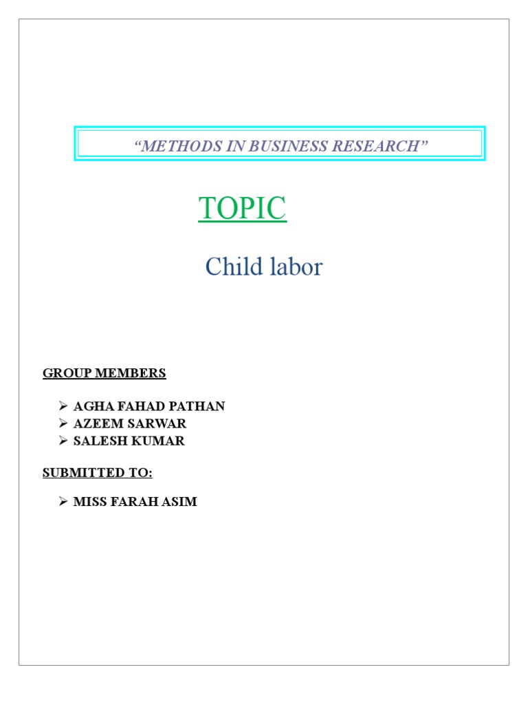 Research Report.... | PDF | Child Labour | Hypothesis