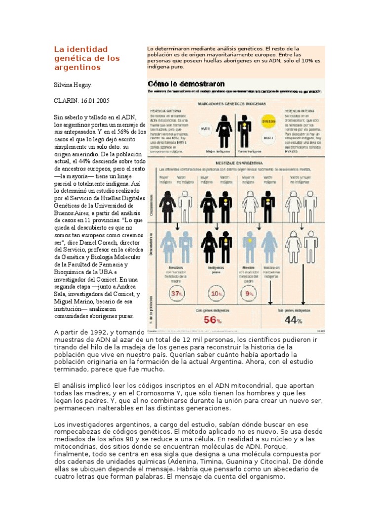 La Identidad Genética de Los Argentinos | PDF | Genética | Pueblos ...
