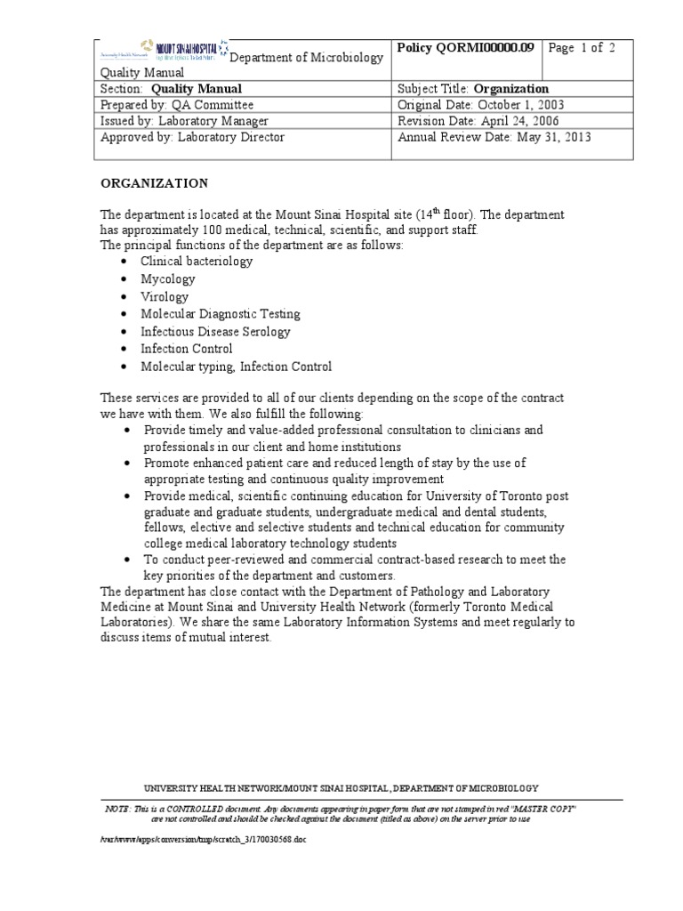 Quality Manual | PDF | Medical Laboratory | Health Care