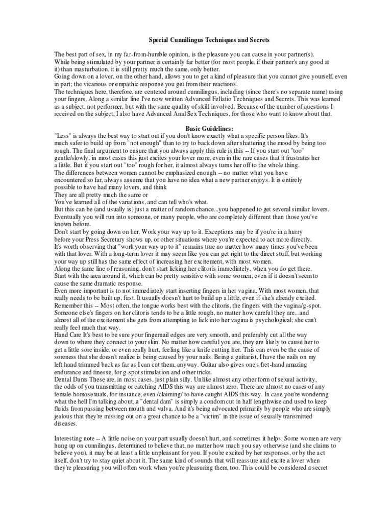 Special Cunnilingus Techniques And Secrets Pdf