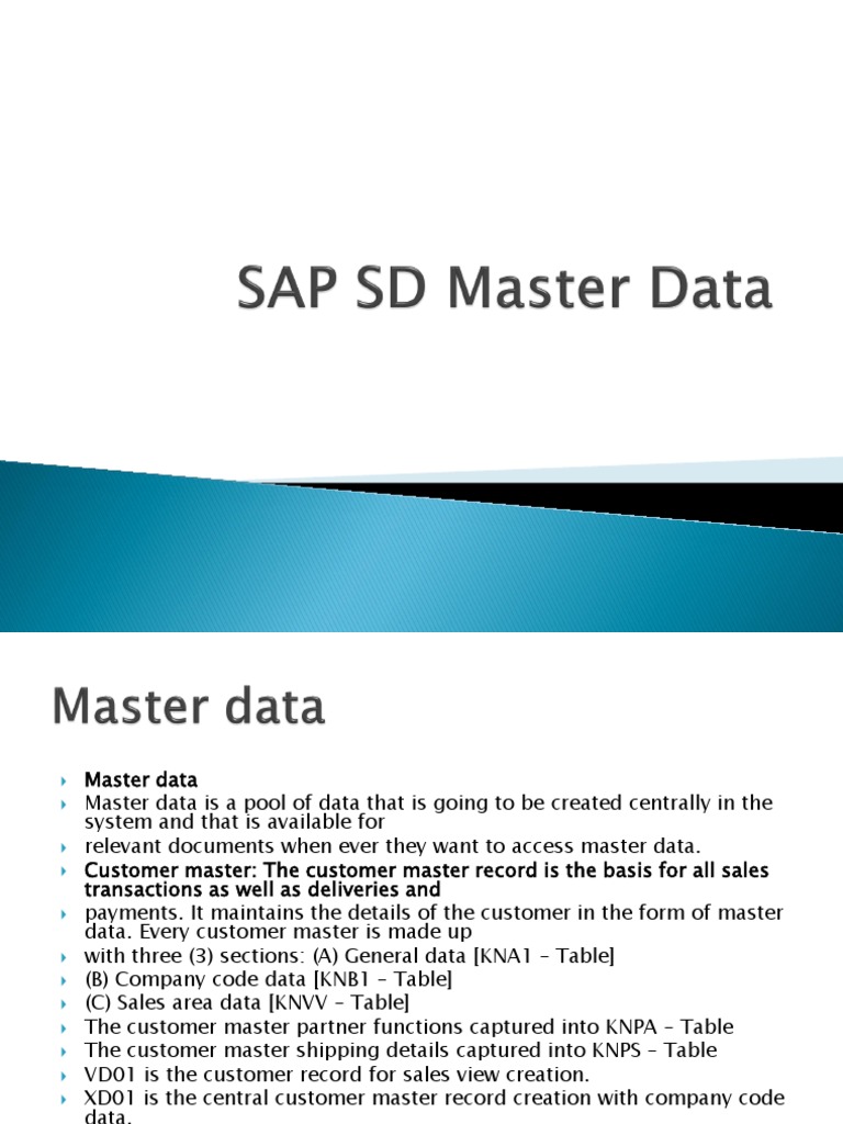 SAP SD Master Data | PDF