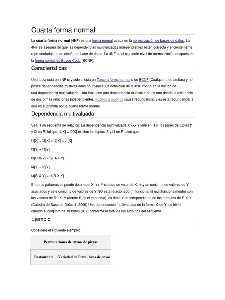 Cuarta Forma Normal | PDF | Bases de datos | Informática y tecnología ...