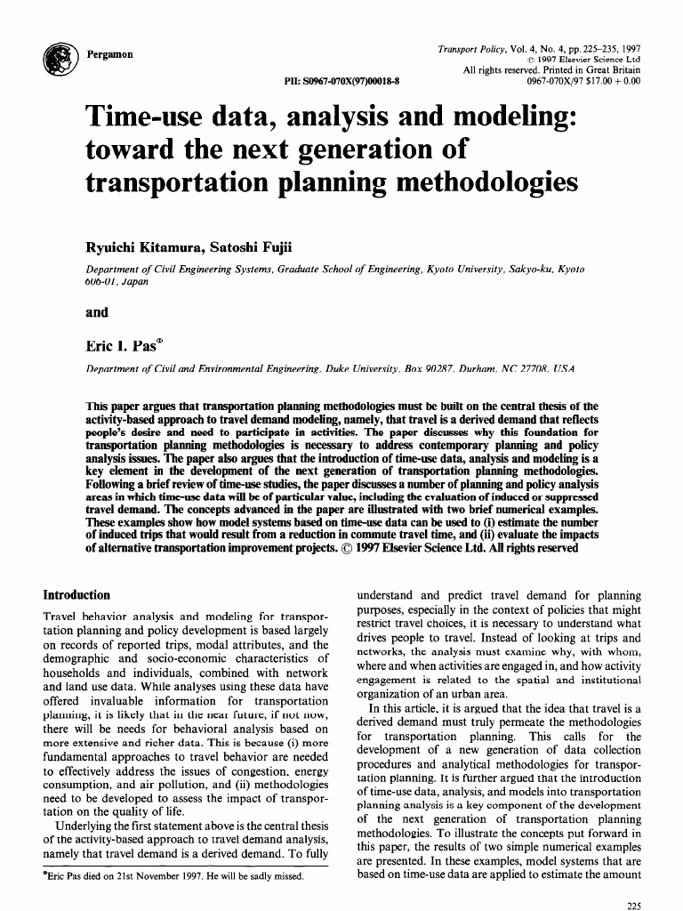 Time-Use Data, Analysis and Modeling Toward The Next Generation of ...