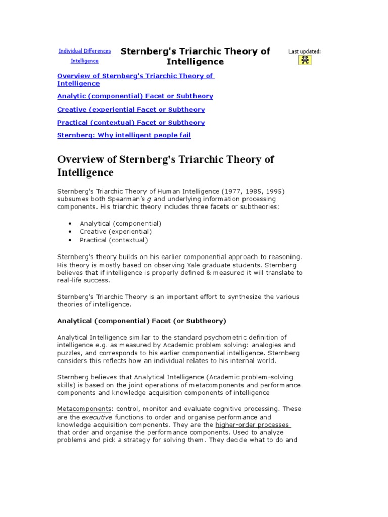 Robert Sternberg Triarchic Theory