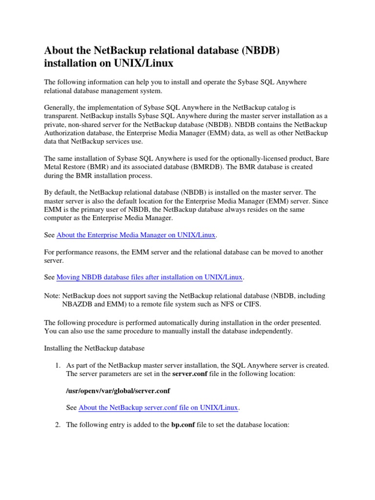 About The NetBackup Relational Database | PDF | Databases | Server ...