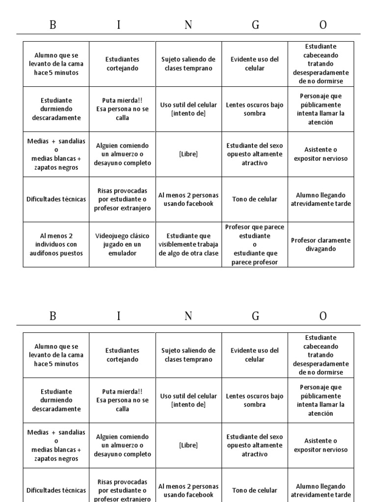 Bingo | PDF | Ciencias sociales | Artes del Lenguaje y Comunicación