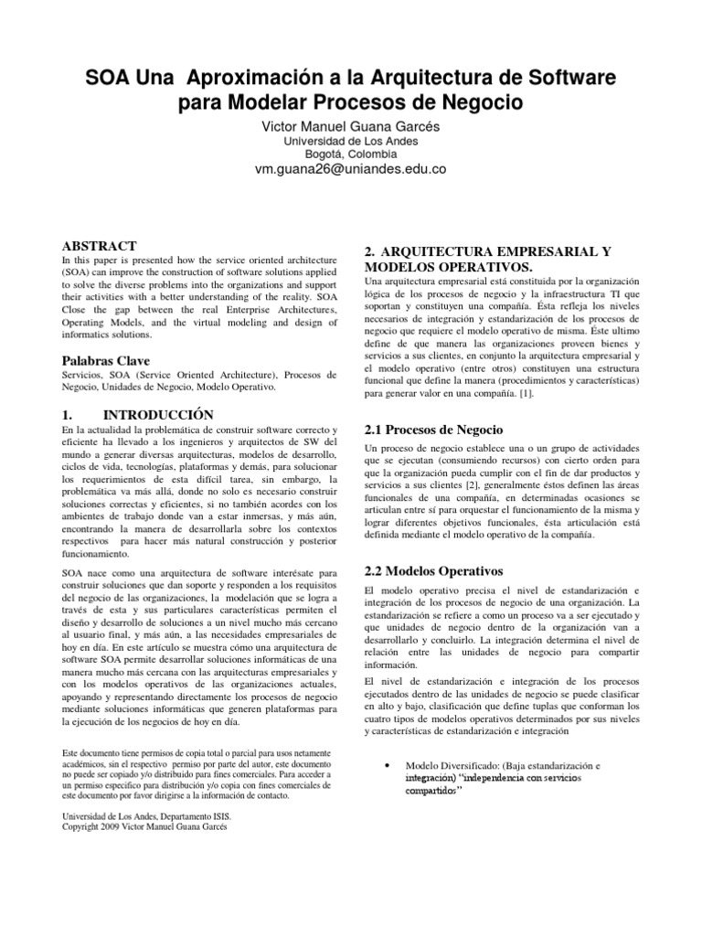 SOA para Modelar Procesos de Negocio | PDF | Arquitectura orientada a ...