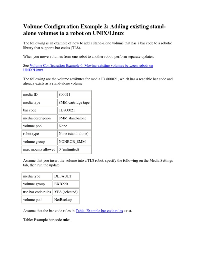 Add Stand-Alone Volumes to UNIX/Linux Robot | PDF | Computers