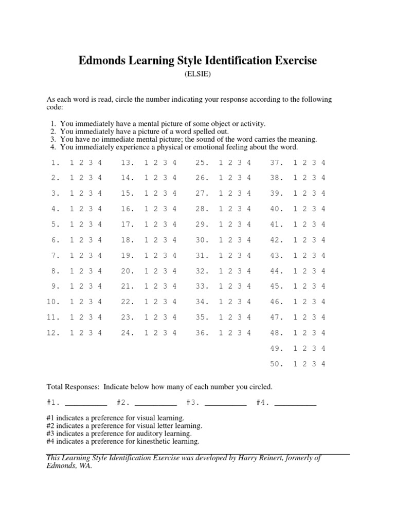 Edmonds Learning Style Identification Exercise | PDF | Learning ...