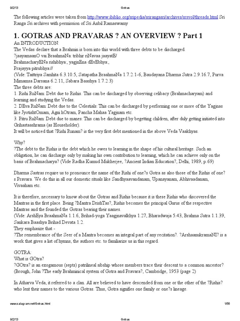 Gotras | PDF | Vedas | Hindu Literature