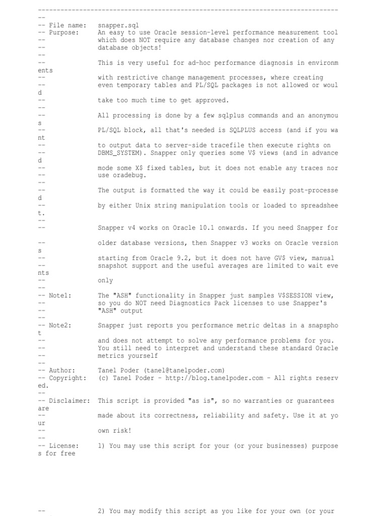 Snapper SQL | PDF | Oracle Database | Parameter (Computer Programming)