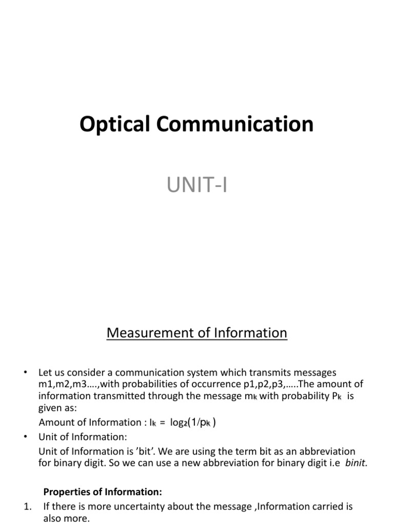 Measurement of Infomation | PDF | Signal To Noise Ratio | Fiber Optic ...
