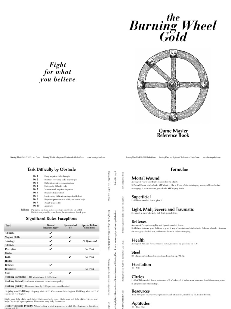 GM Reference Burning Wheel | PDF | Armour | Spear