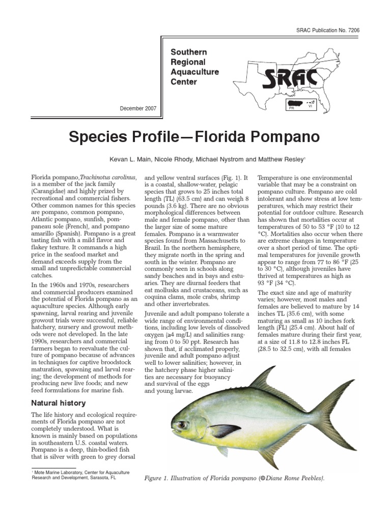 Pompano SRAC7206 | PDF | Spawn (Biology) | Aquaculture