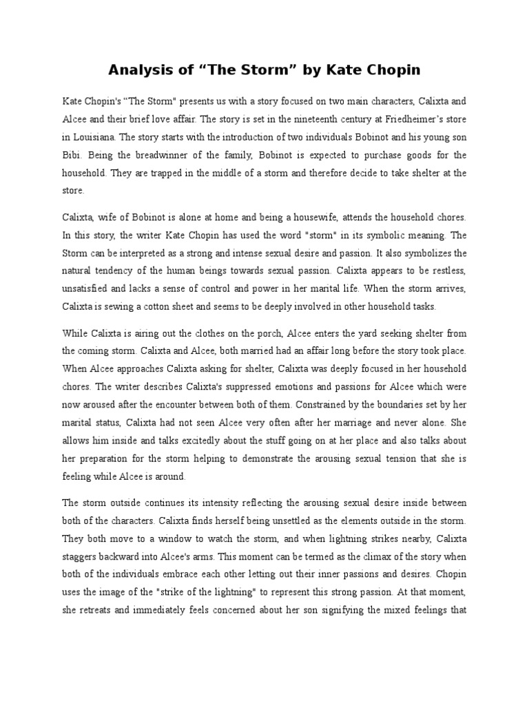 The Storm by Kate Chopin | PDF | Passion (Emotion) | Marriage