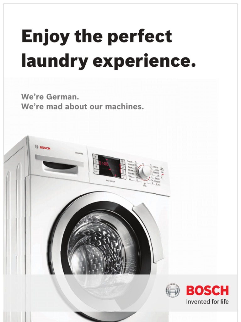 Bosch Washing Machine Brochure | PDF | Washing Machine | Clothing