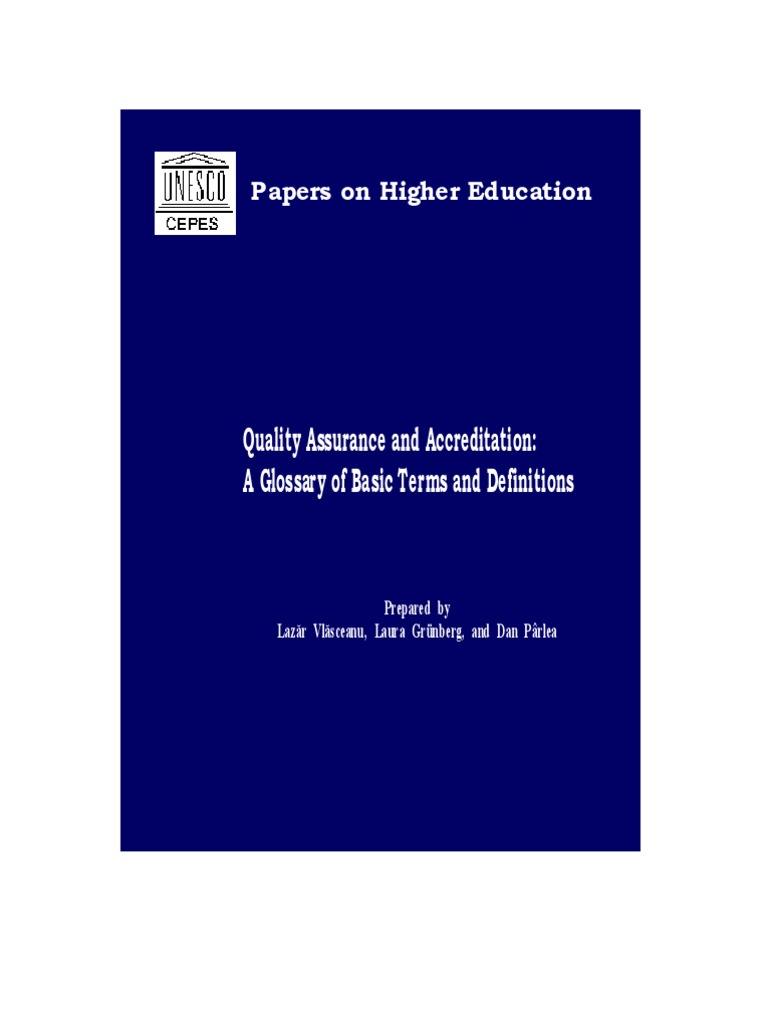 Glossary of Basic Terms and Definitions - UNESCO-CEPES - 2004 | PDF ...