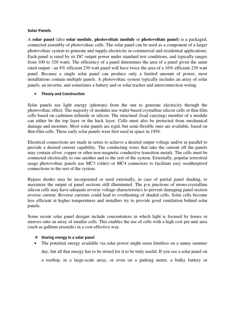 Solar Panels | PDF | Solar Power | Solar Cell