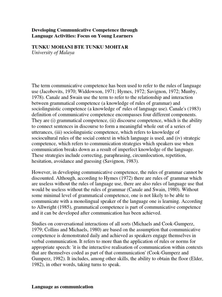 Developing Communicative Competence Through | PDF | Communication ...