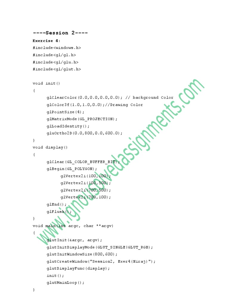 OpenGL Graphics Lab Exercises | PDF | Algorithms | Computer Engineering