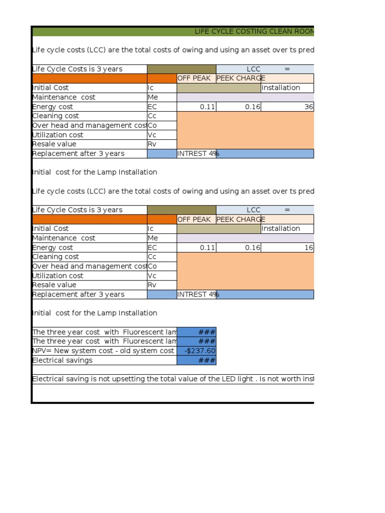 Life Cycle Costing | PDF | Components | Electric Power